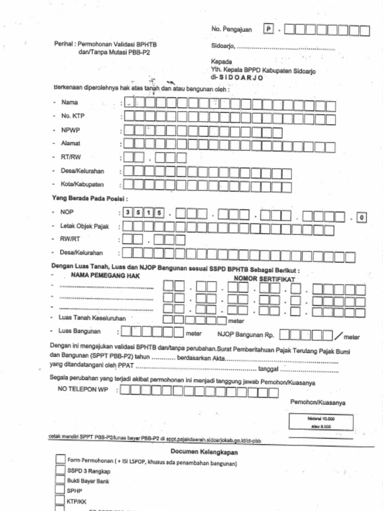 FORM VALIDASI BPHTB | PDF