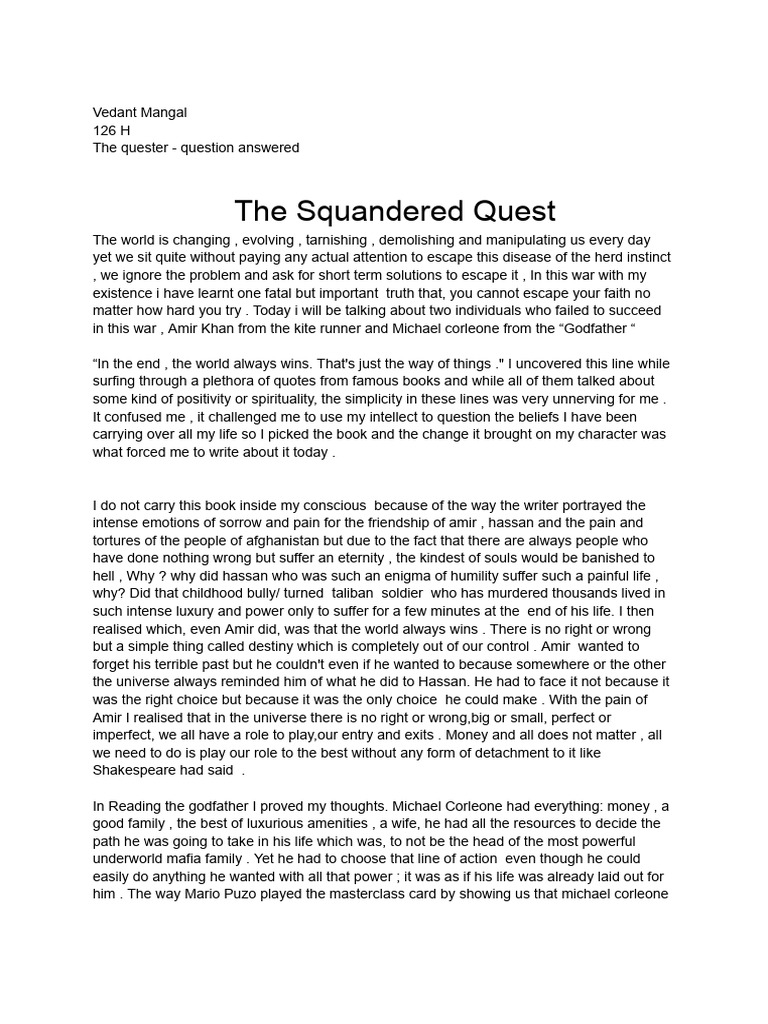 The Squandered Quest | PDF