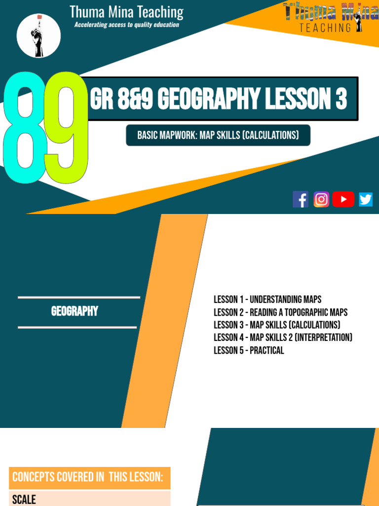 GR 8&9 Geography - Basic Mapwork - Lesson 3-5 - Map Skills | Download Free PDF | Area | Map