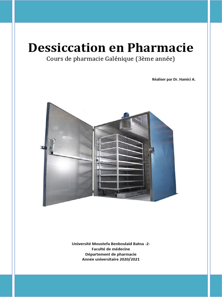 Dessiccation en Pharmacie : Méthodes et Objectifs | PDF | Pression ...