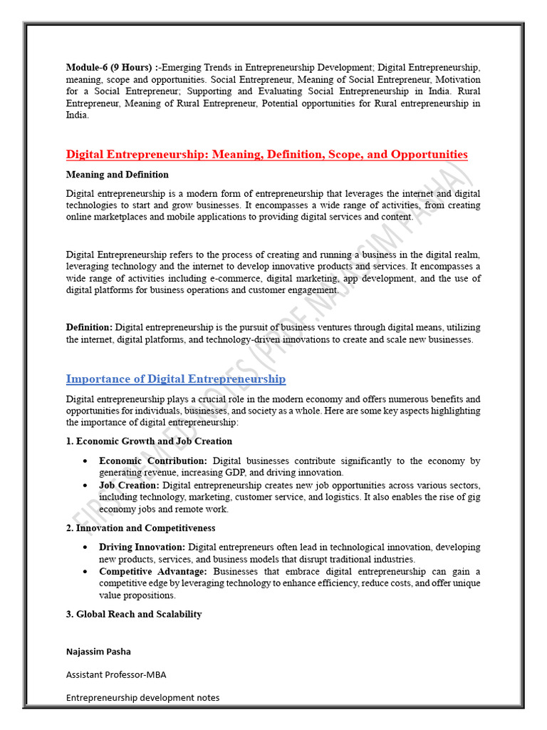 Module 6 Emerging Trends in Entrepreneurship Development | PDF ...