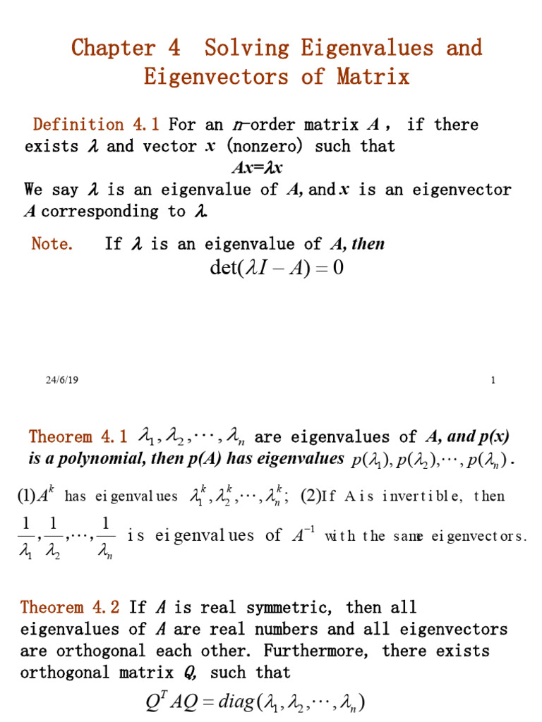 Chapter 4 Solving Eigenvalues And Eigenvectors Of Matrix Pdf Eigenvalues And Eigenvectors
