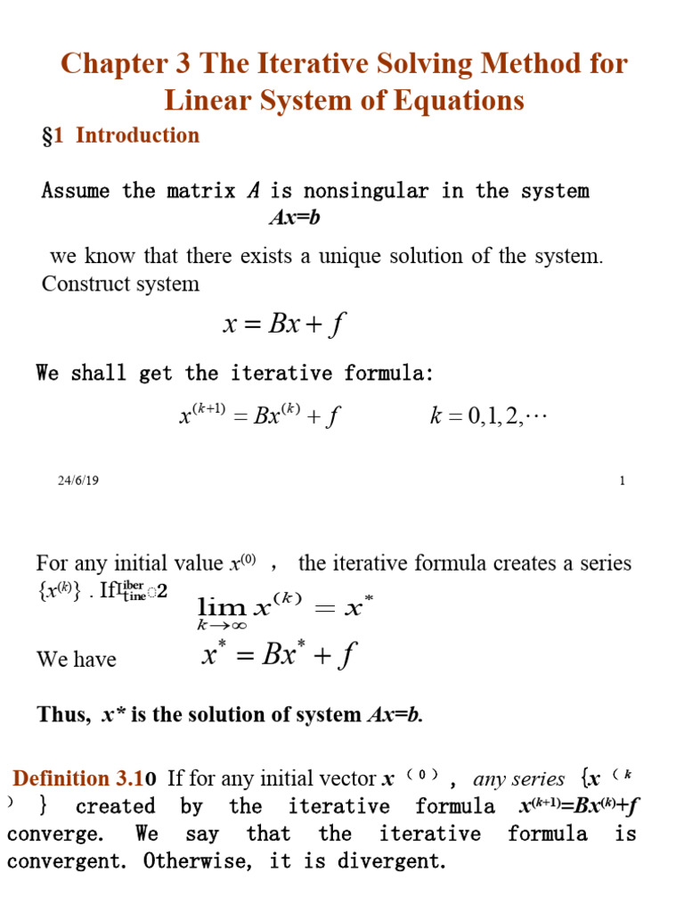 Chapter 3 The Iterative Solving Method For Linear System of Equations | PDF | System Of Linear ...