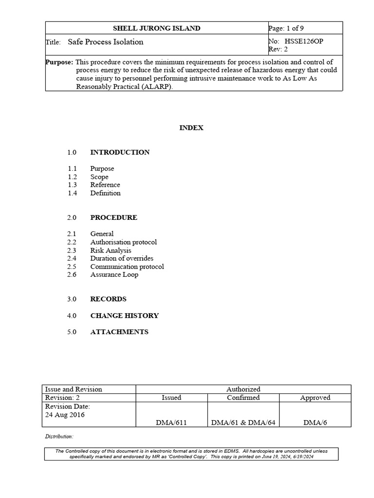 Safe Isolation Procedure Overview | PDF | Safety | Occupational Safety ...