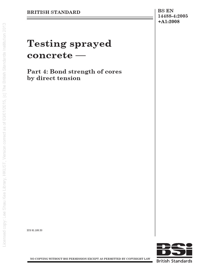 EN 14488-4 Testing Sprayed Concrete. Bond Strength of Cores by Direct ...