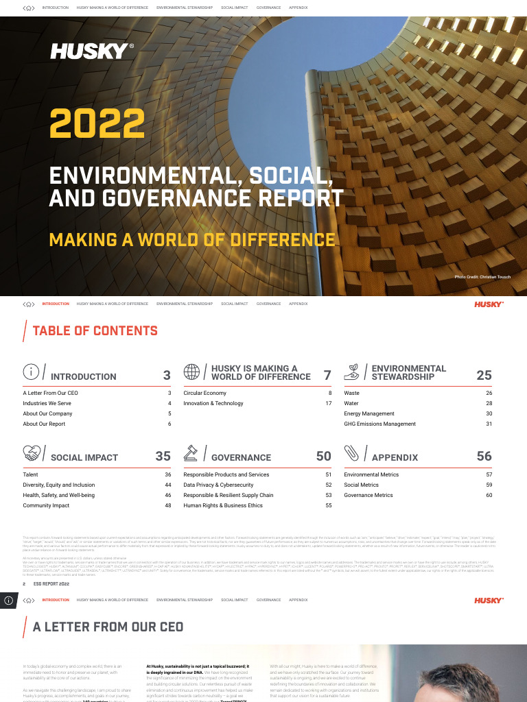 Husky ESG 2022 Report | PDF | Recycling | Sustainability