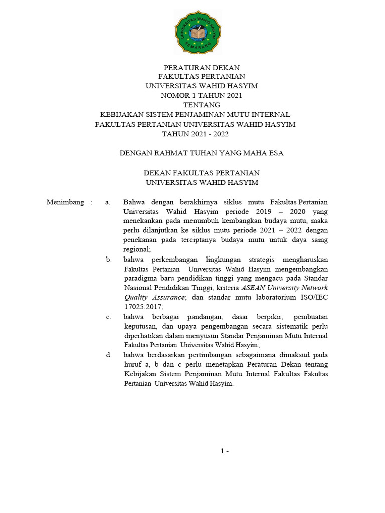 SK Dekan SPMI No 1 2018 | PDF