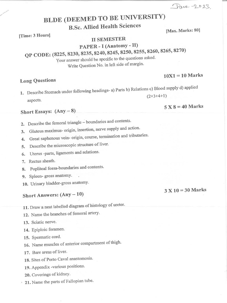 AHS - 2nd Sem - JUN - 2023 | PDF