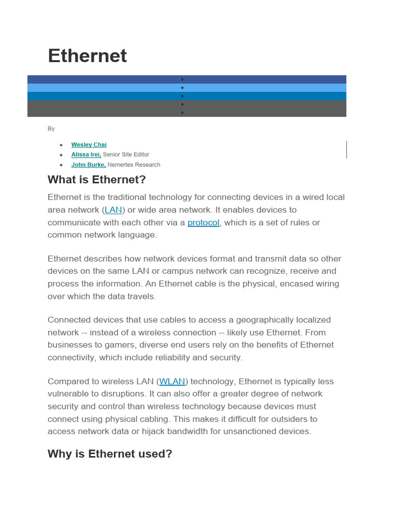 Ethernet | PDF | Computer Network | Ethernet