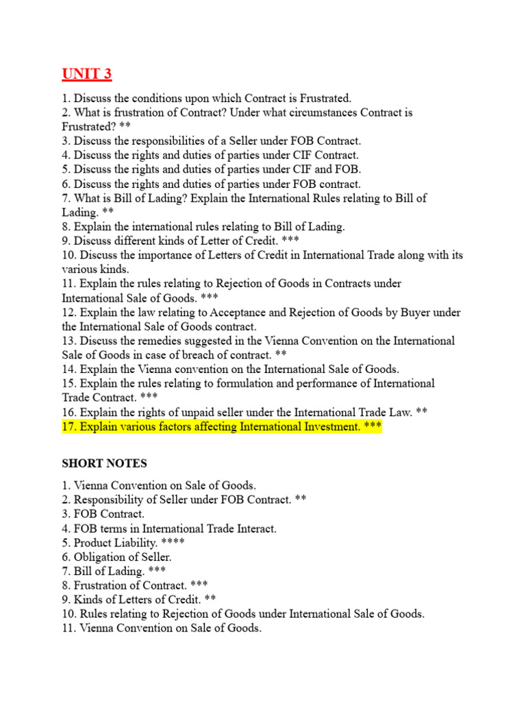 ITE Unit 3 | PDF | Bill Of Lading | Letter Of Credit
