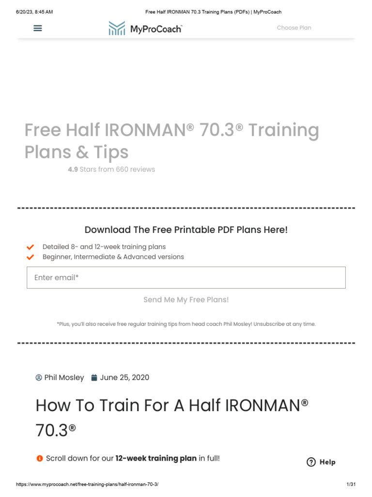 Half IRONMAN 70.3 - 12 Weeks | PDF | Ironman Triathlon | Triathlon