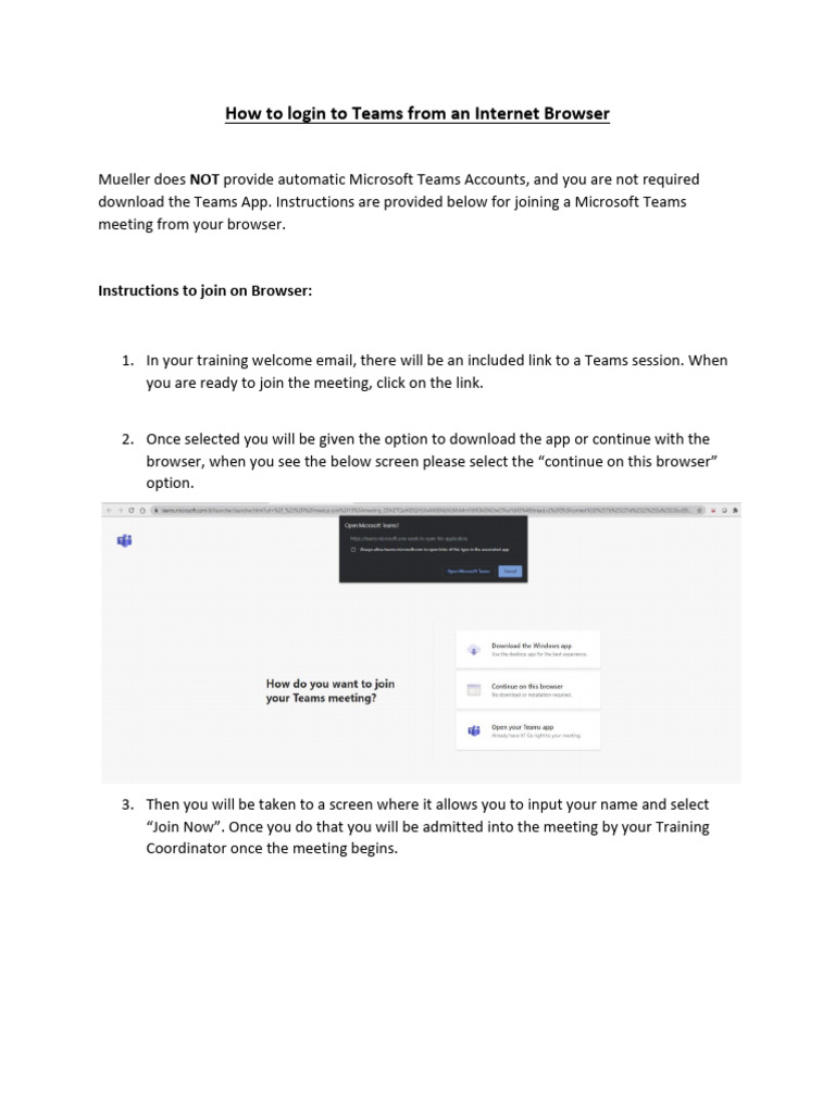 Microsoft Teams Meeting Login Instructions-1 | PDF