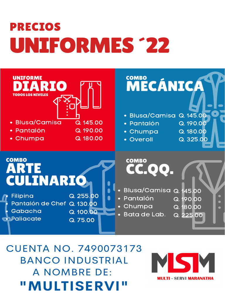 Uniformes Lmti Precios 2021 | PDF