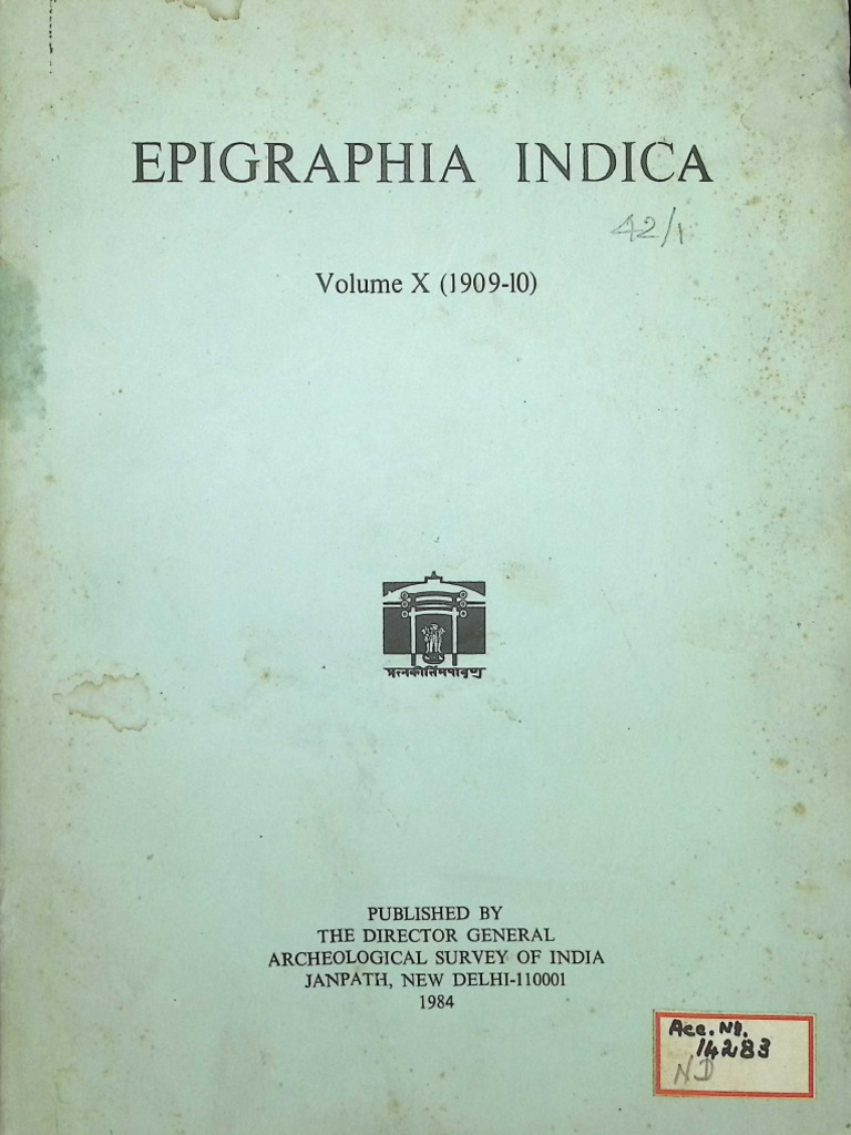 Epigraphia Indica and Record of The Archaeological Survey of India ...