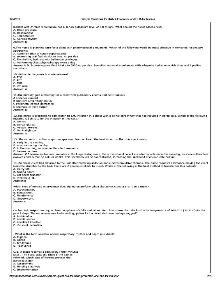 Haad Exam Question 2 | PDF