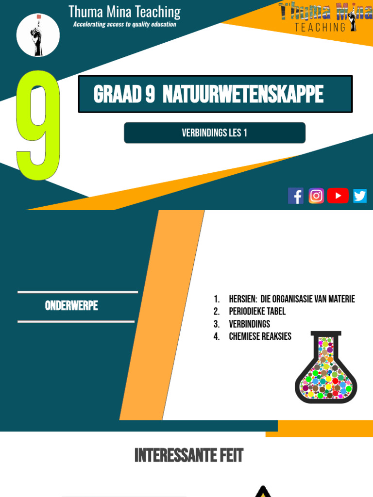GR 9 Natuurwetenskappe - Verbindings Les 1 | PDF