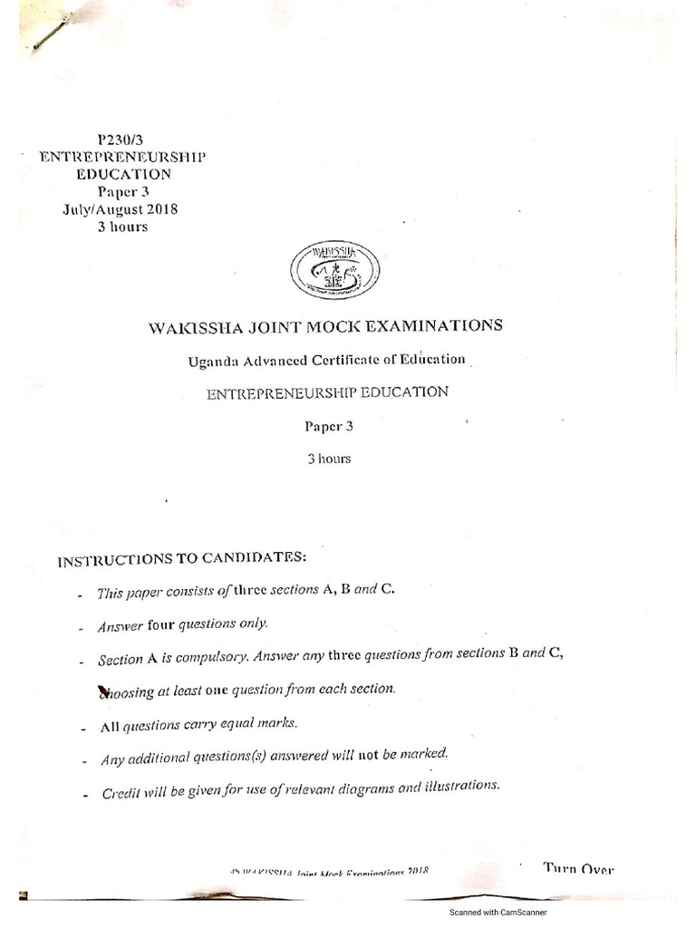 UACE ENT 3 Past Papers | PDF