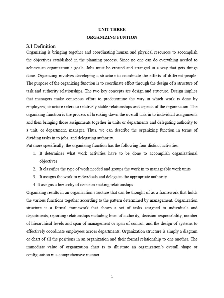 Chapter 3 Organizing | PDF | Division Of Labour | Hierarchy