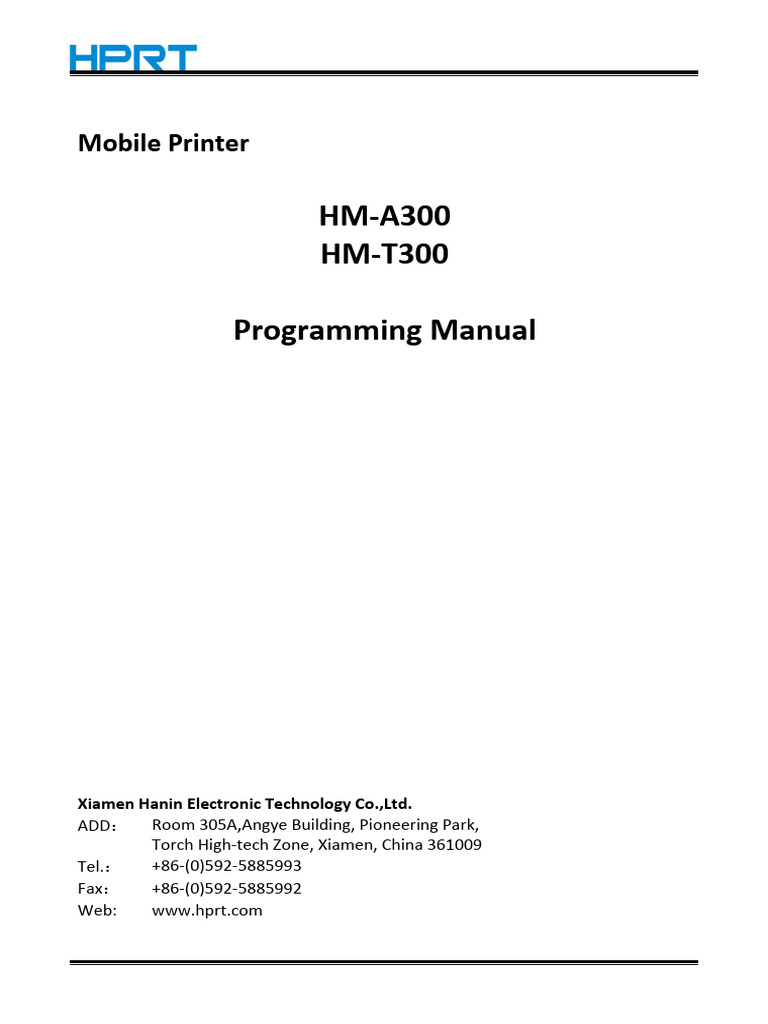 HPRT HM-A300 - HM-T300 Programming Manual - Rev.1.1 | PDF | Barcode | Qr Code
