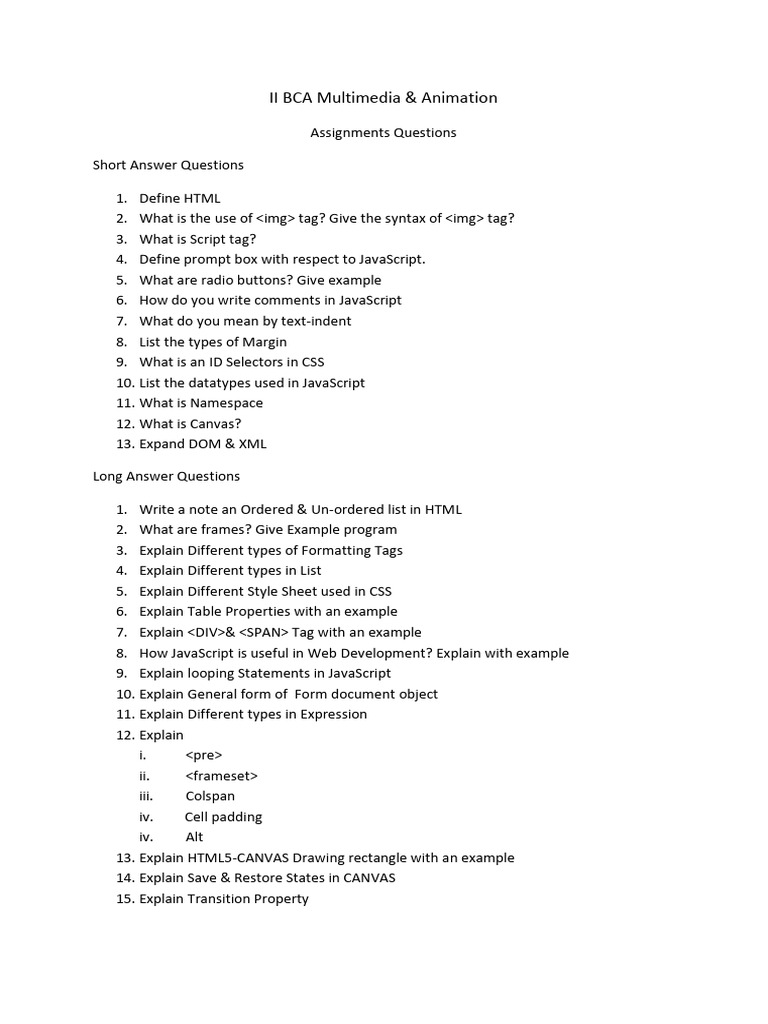 II BCA M & A Assignment Question | PDF
