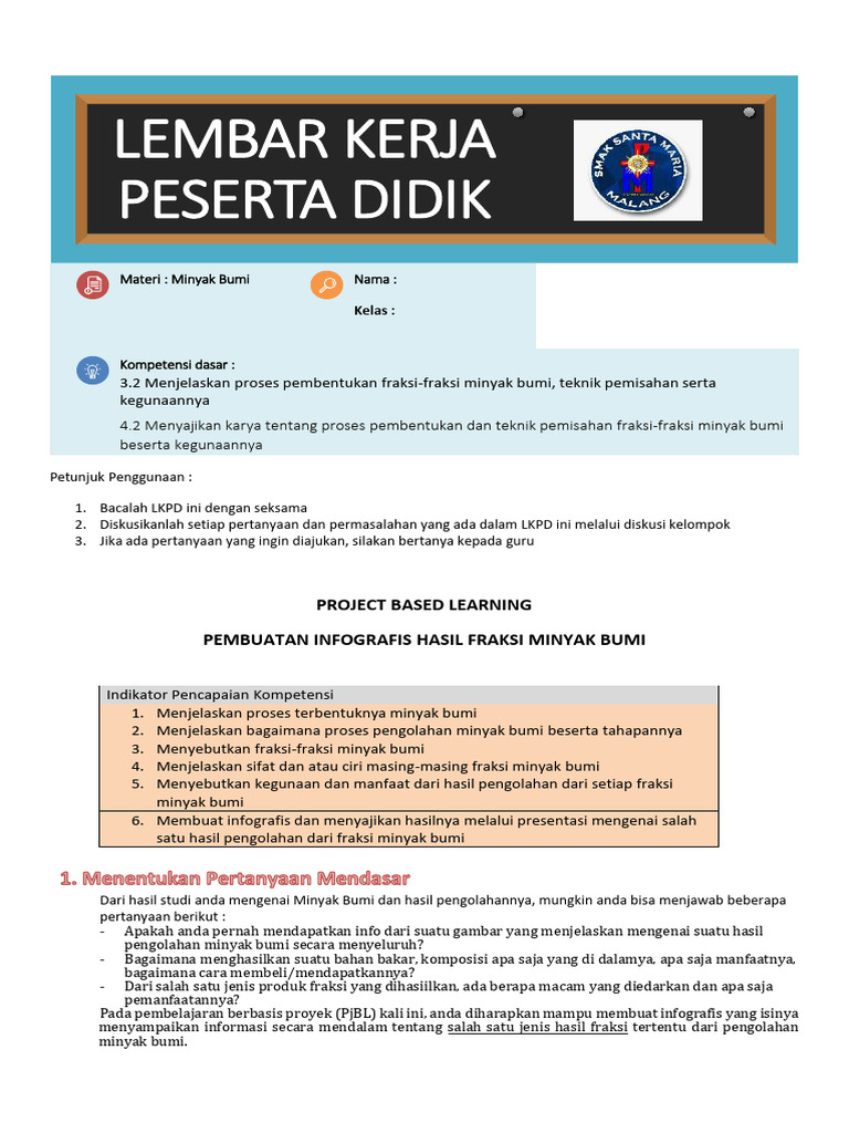 LKPD MINYAK BUMI - Dwi Anugrah Adi, S.Si | PDF