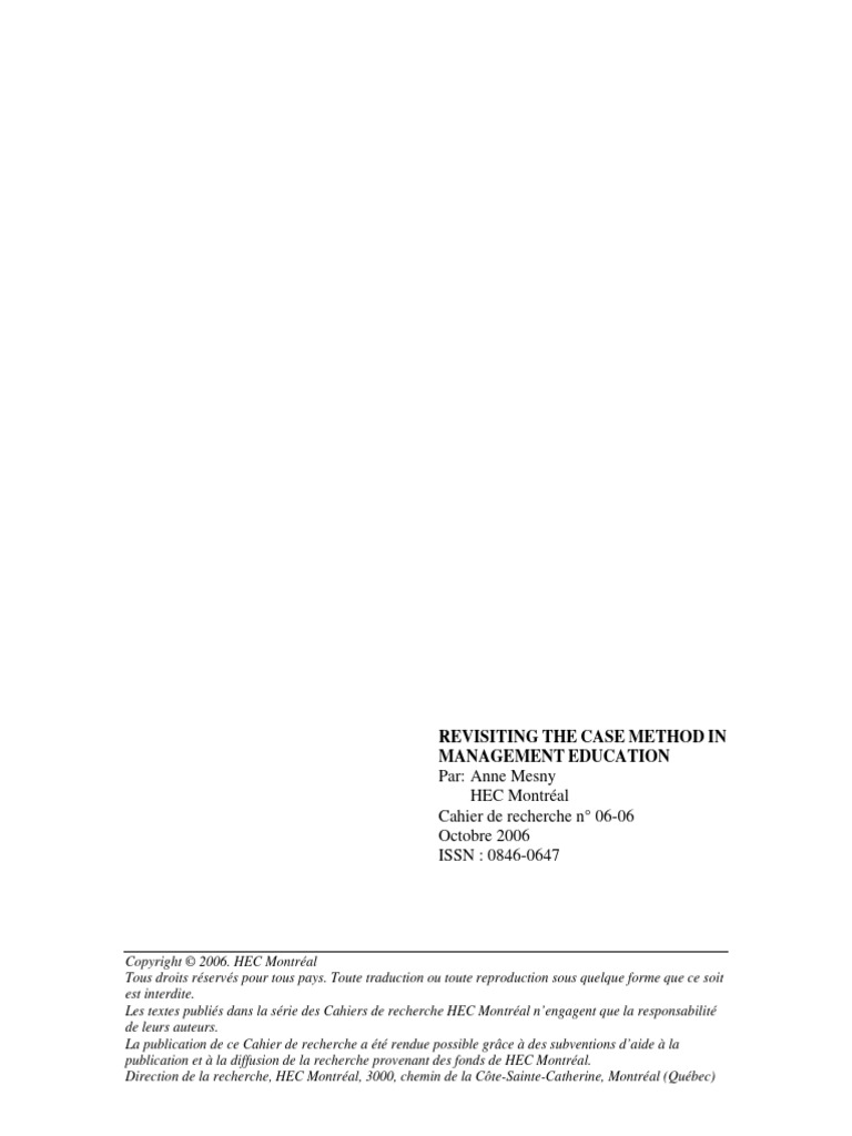 Revisiting The Case Method In Management Education Pdf Pedagogy 0581