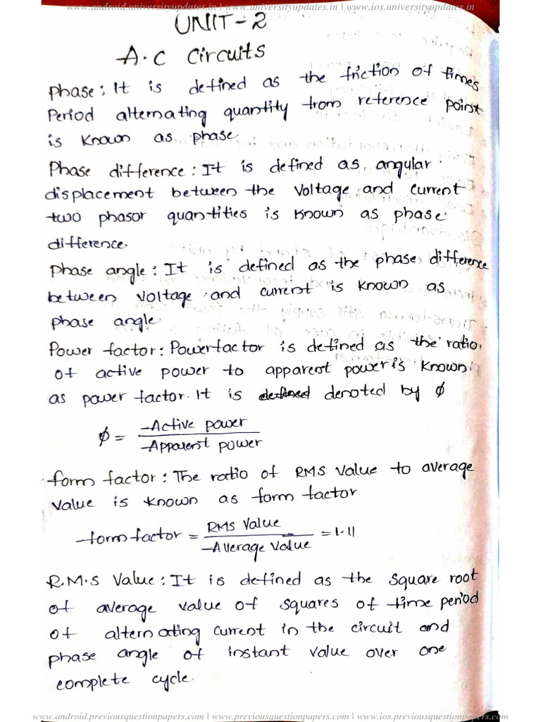Unit-2 AC Circuit | PDF