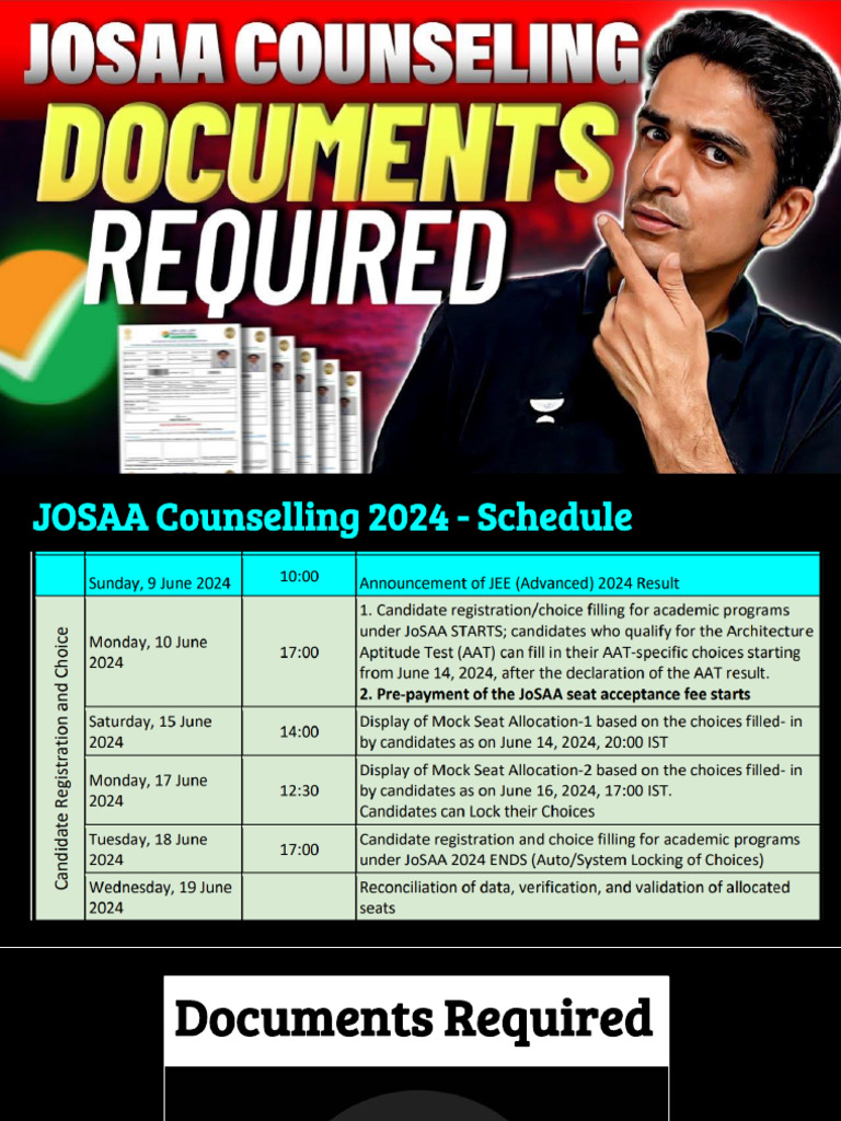 Documents Required For JOSAA Counselling 2024 | PDF | Government And Personhood