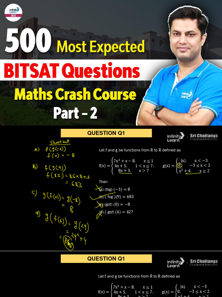 Session PDF 500 Most Expected BITSAT Questions Maths Crash Course | PDF ...
