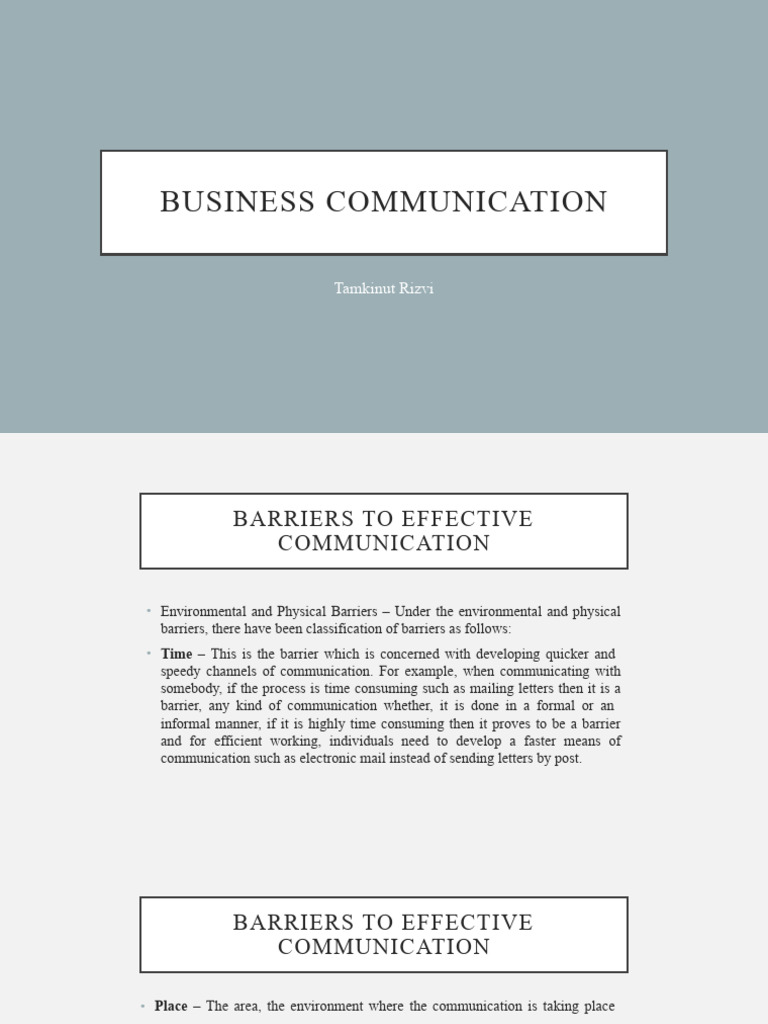 Barriers to Effective Business Communication | PDF | Communication | Bias