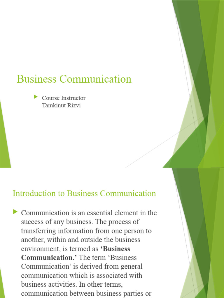 Lecture 1 Introduction To Business Communication | PDF | Communication ...