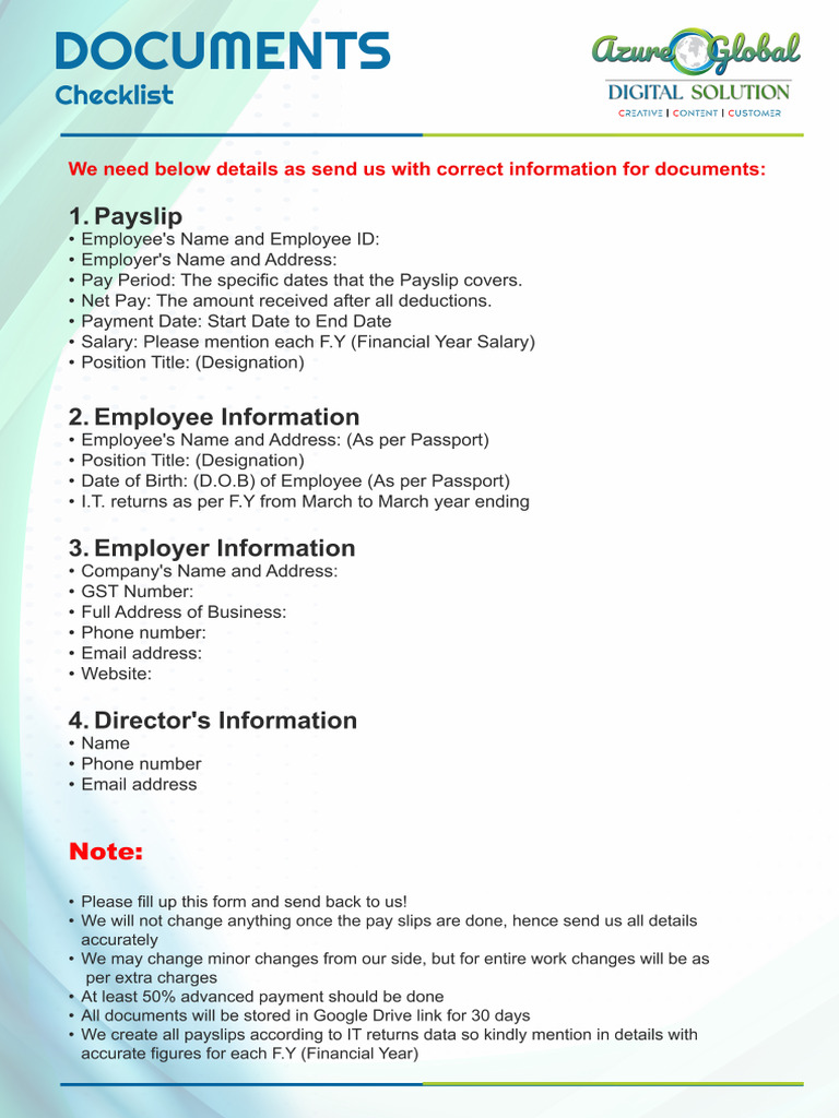 Documents Checklist | PDF