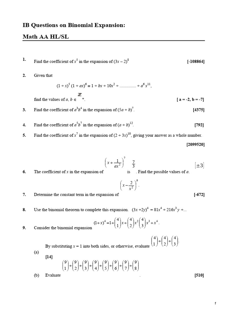 IB Binomial Theorem | PDF | Mathematical Analysis | Complex Analysis