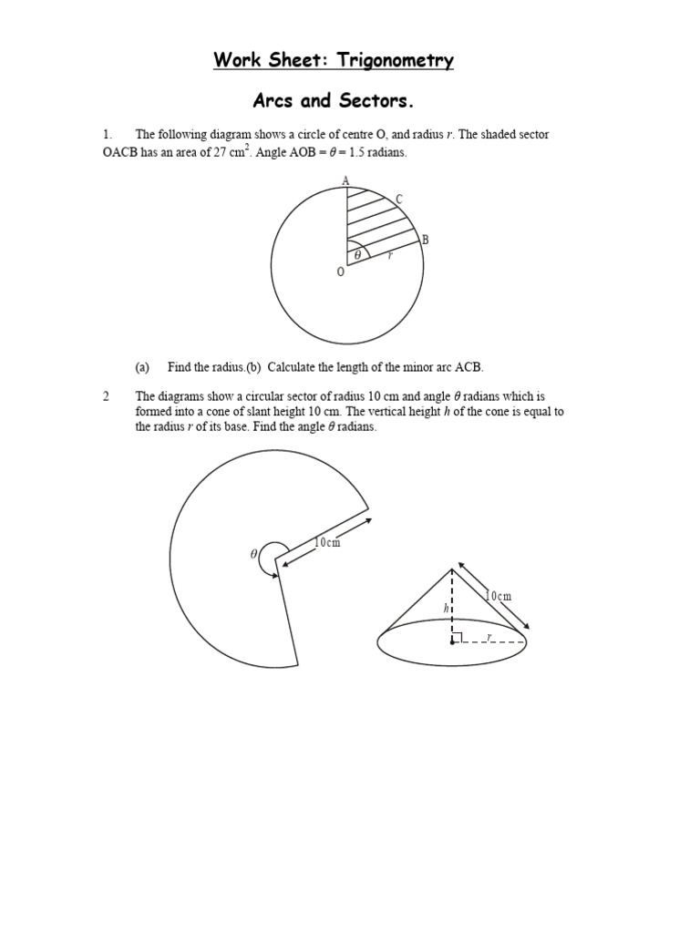 IB Qns Arcs and Sectors | PDF | Circle | Area