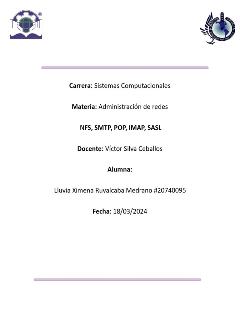 Protocolos de Red: NFS, SMTP, POP, IMAP, SASL | PDF | Telecomunicaciones | Arquitectura de ...