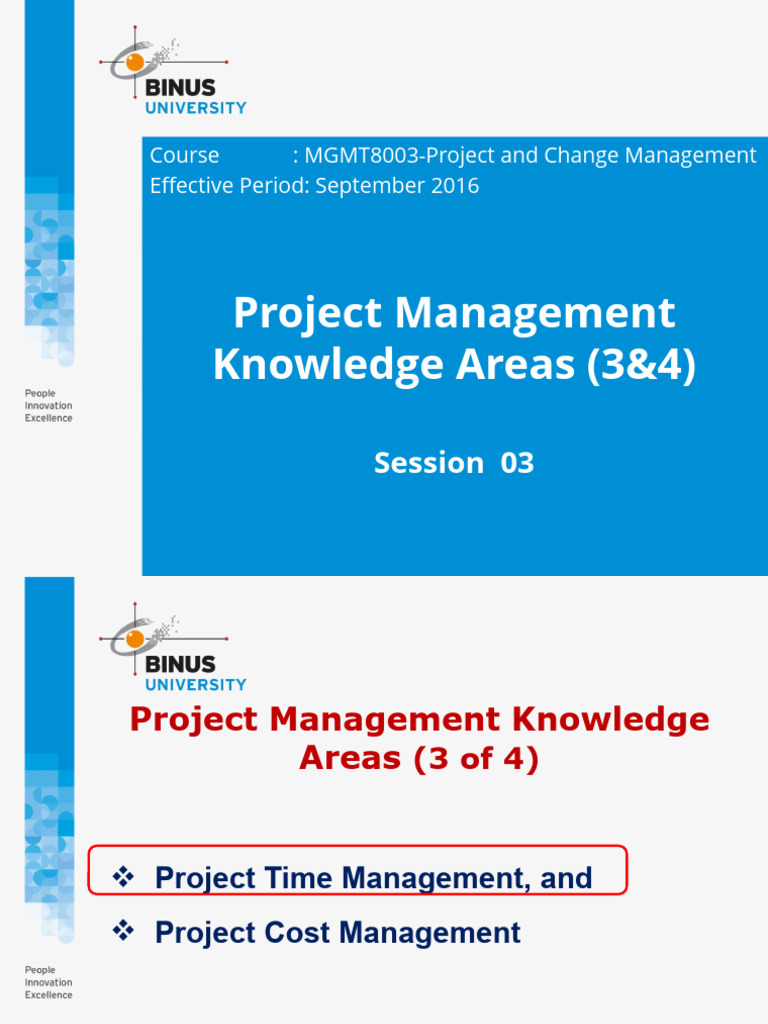 Session 03_Project Management Knowledge Areas (3_4) | Download Free PDF | Project Management