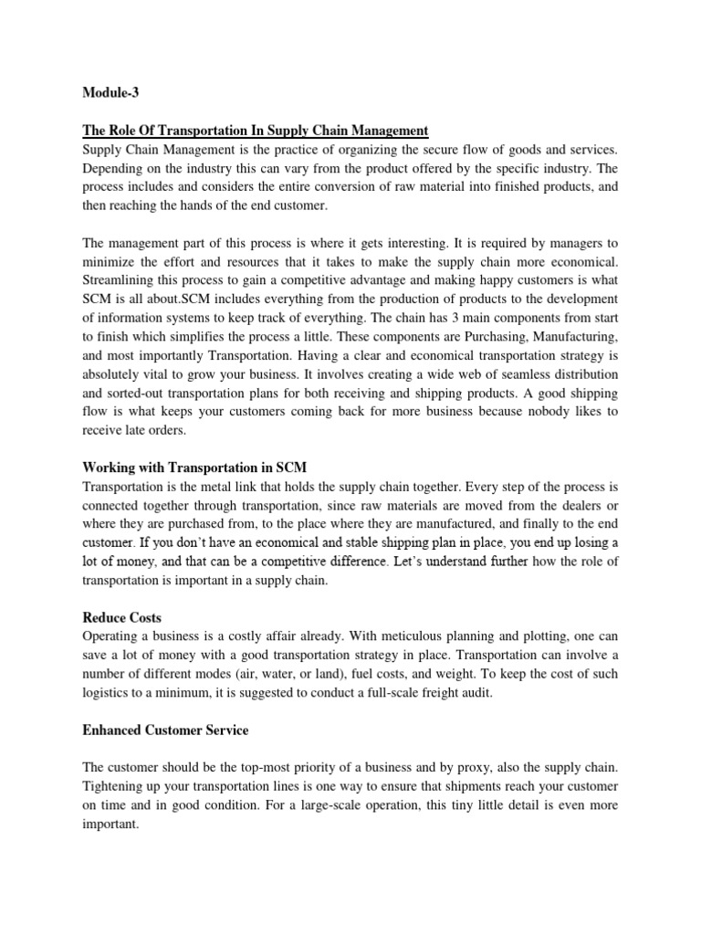 SCM_module-3 | PDF | Supply Chain Management | Transport