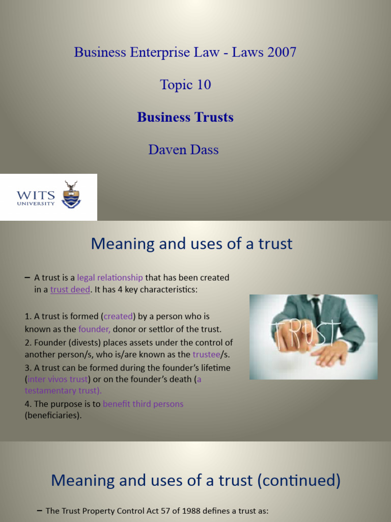 Business Trusts: Key Concepts & Legal Framework | PDF | Trustee | Deed ...