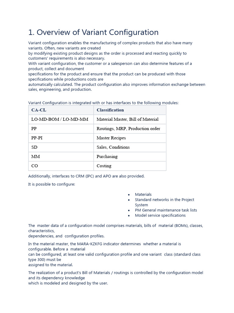 Variant Configuration Overview and Process | PDF | Specification ...