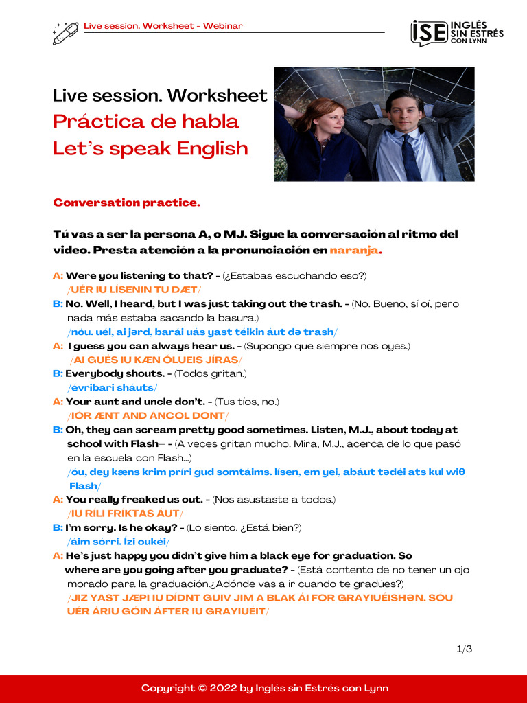 Práctica de Habla. Let's speak English | PDF