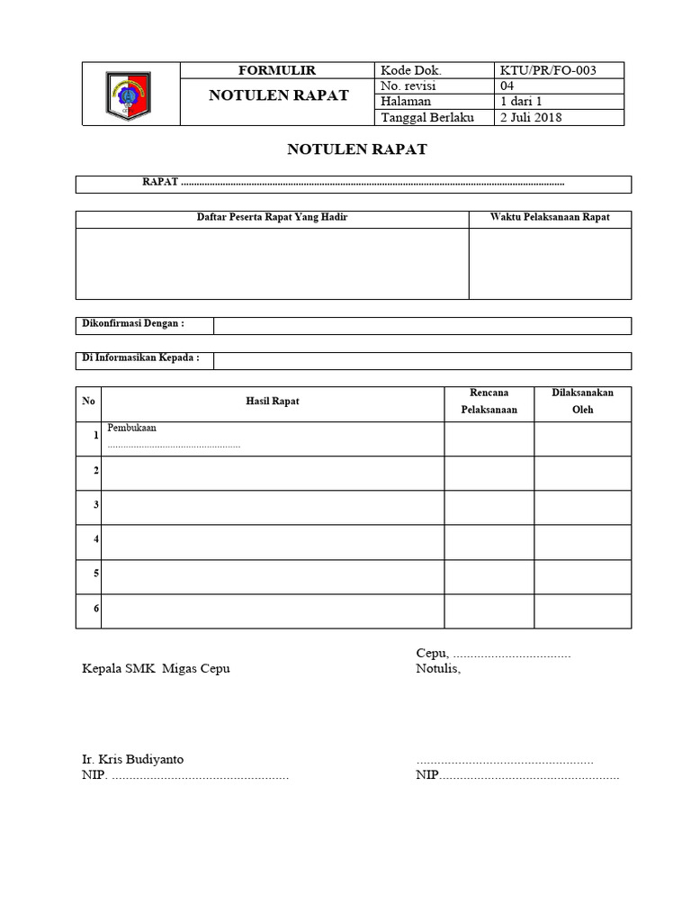 FO 3 - Notulen Rapat | PDF