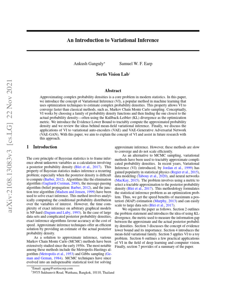 Variational Inference Ref Paper | PDF | Statistical Inference | Normal Distribution