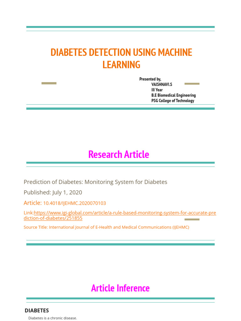 Diabetes Prediction - ML | PDF | Diabetes | Machine Learning