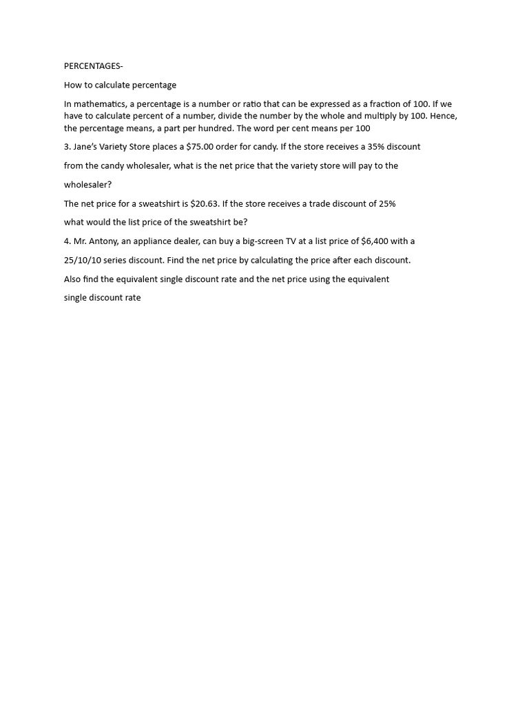 Percentage Calculations Guide | PDF