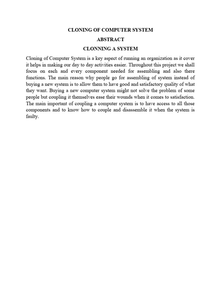 Cloning of Computer System | PDF | Central Processing Unit | Computer Data Storage