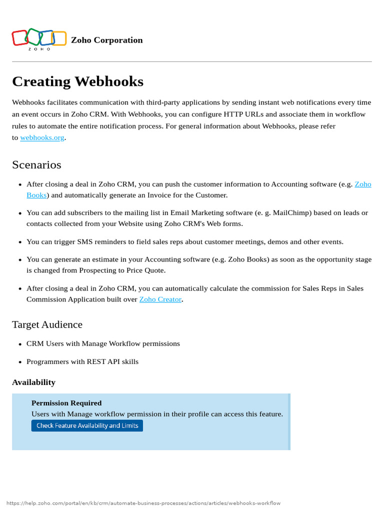 webhooks-workflow | PDF | Customer Relationship Management | Parameter (Computer Programming)