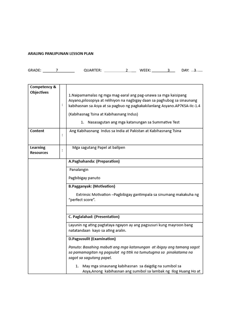 Grade 8 Lesson Plan | PDF