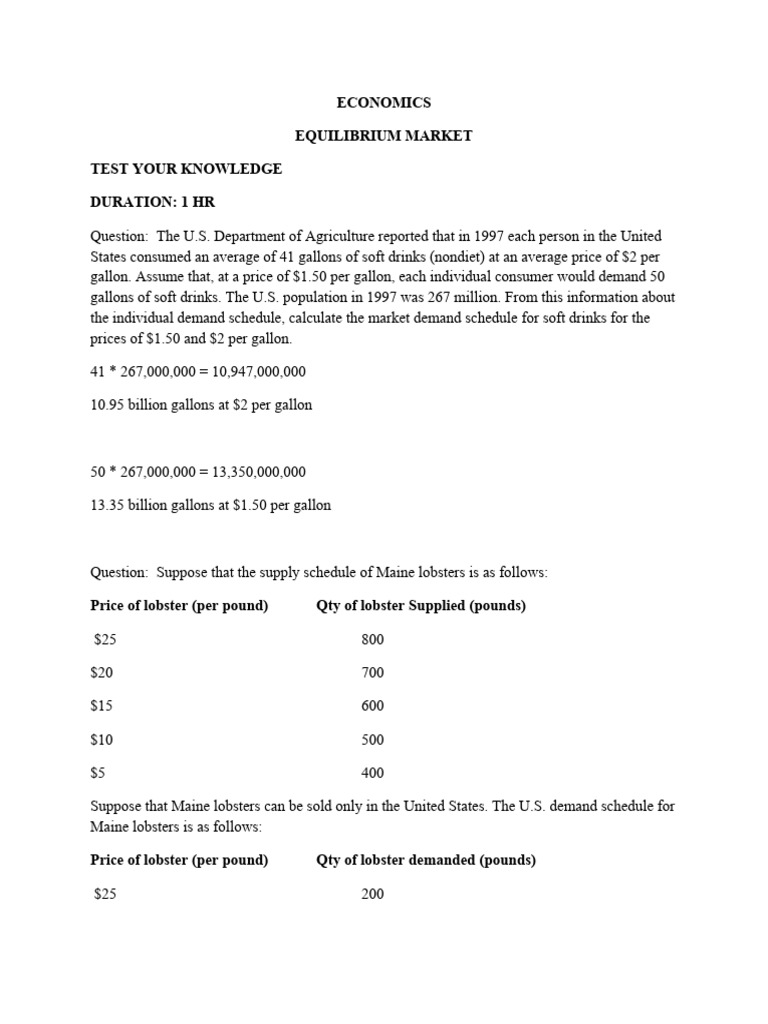 ECONOMICS Equilibrium Market | PDF | Supply And Demand | Demand