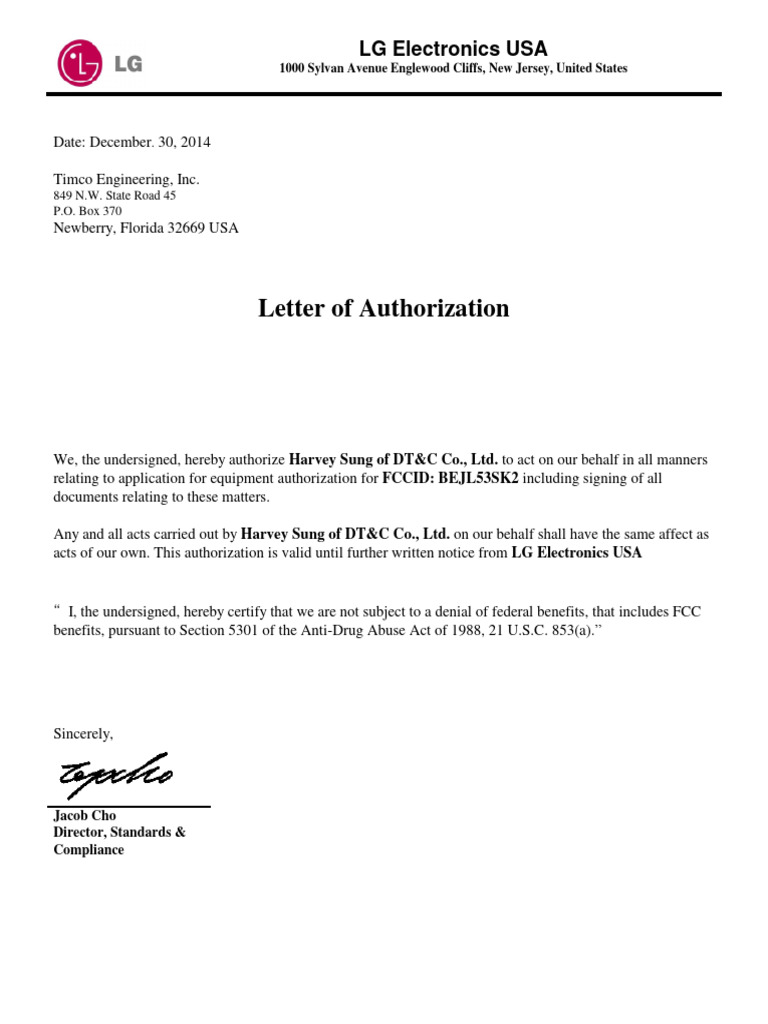 Authorization Letter 2487732 | PDF
