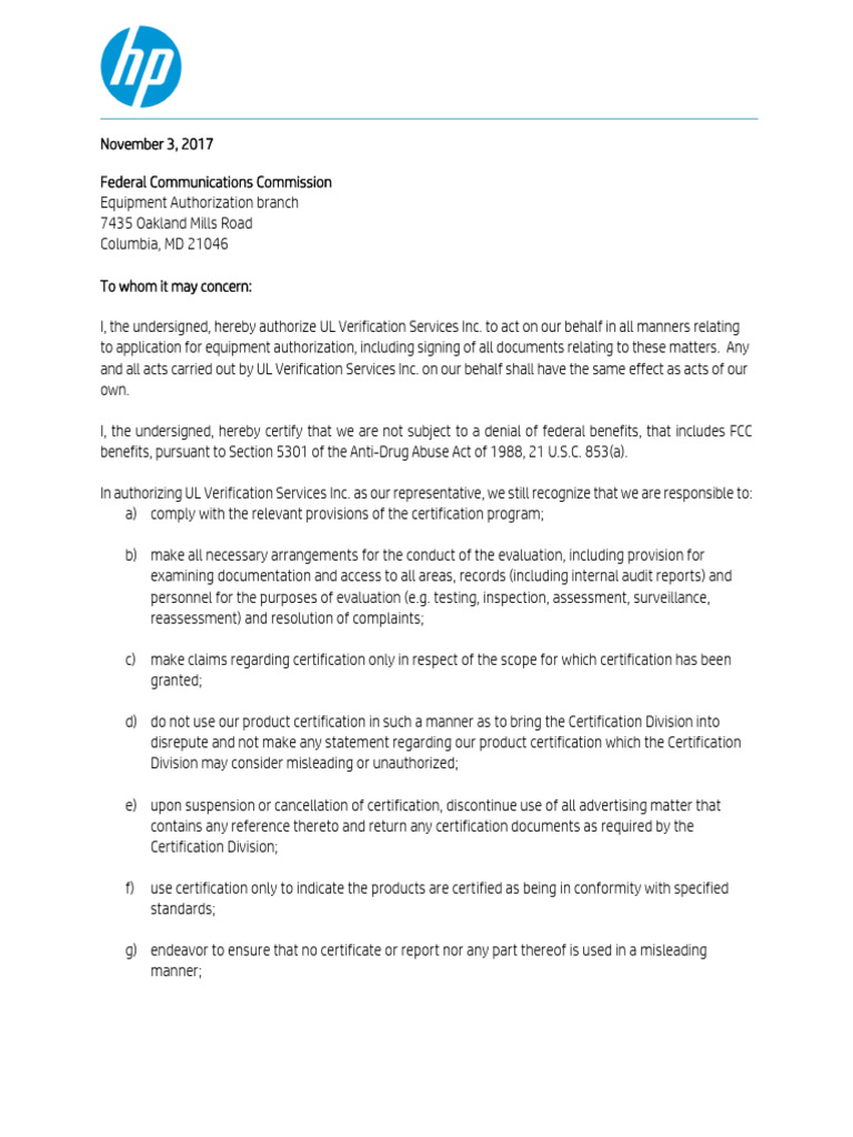 Agent Authorization Letter 3628133 | PDF | Certification | Justice